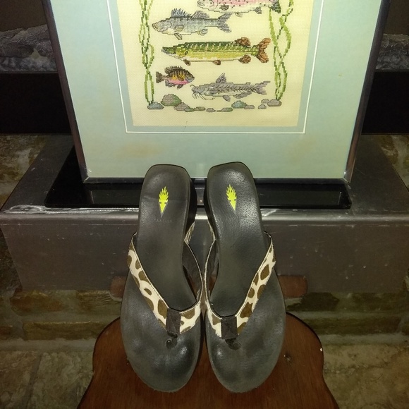 Volatile | Shoes | Volatile Leather Cow Hide Print Wedges Size Euc ...